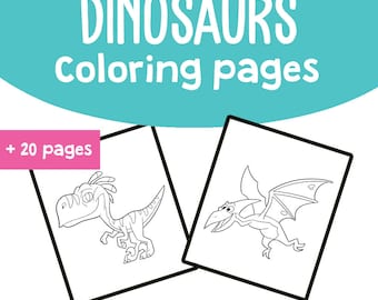 Dinosaur Coloring Pages, Set of 20, Creative Activity, Dinosaur ...