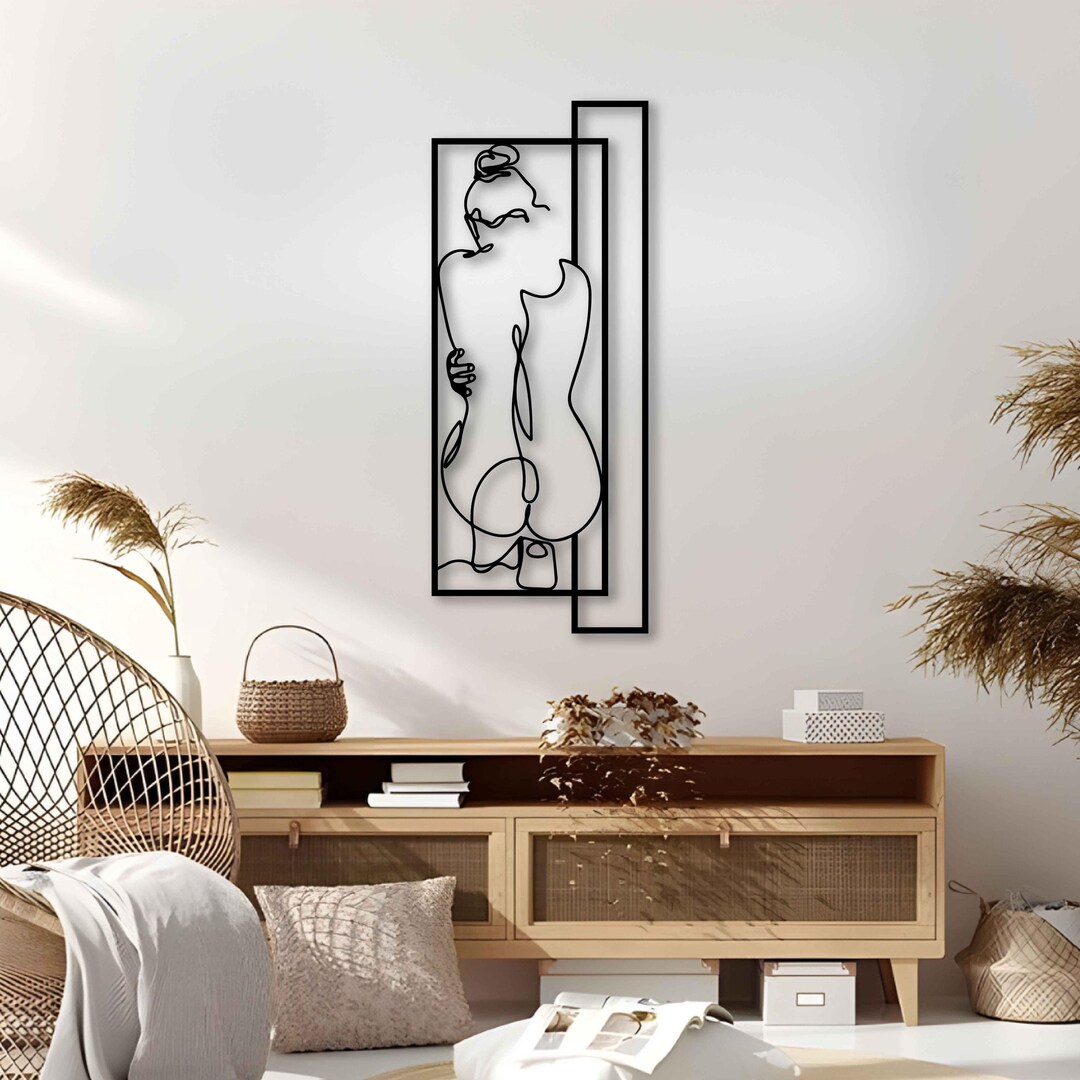 Minimalist Woman Line Metal Wall Art, Elegant Line Home Decor, Modern ...