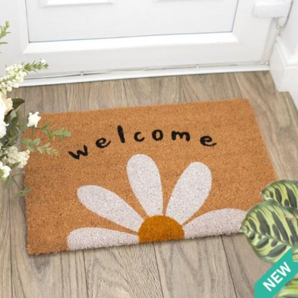 Welcome Daisy Print Coir Door Mat 60cm X 40cm - Welcome Home - Etsy