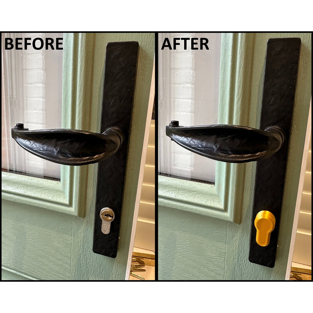 Draughty Keyhole 1 X Pair Gold Coloured Push Fit Key Lock Covers Helps ...