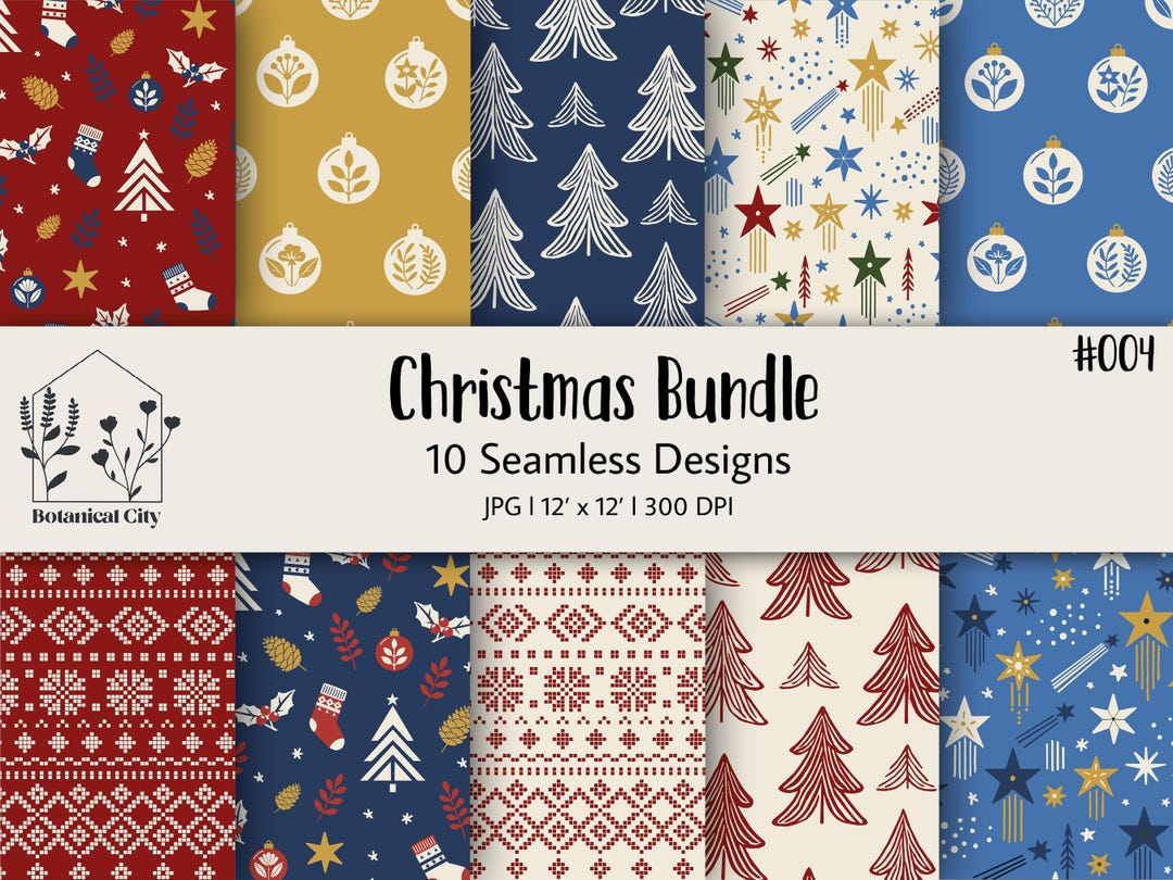Christmas Bundle, Christmas Seamless Repeat Pattern, Printable Digital ...