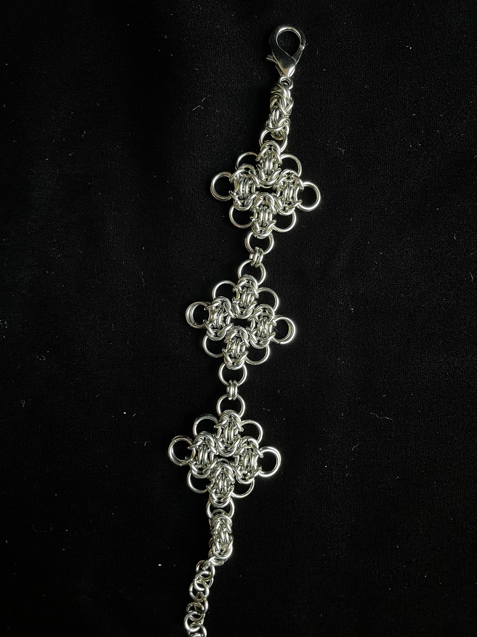 ANUBIS Stainless Steel Diamond Flower Chainmail Bracelet - Etsy