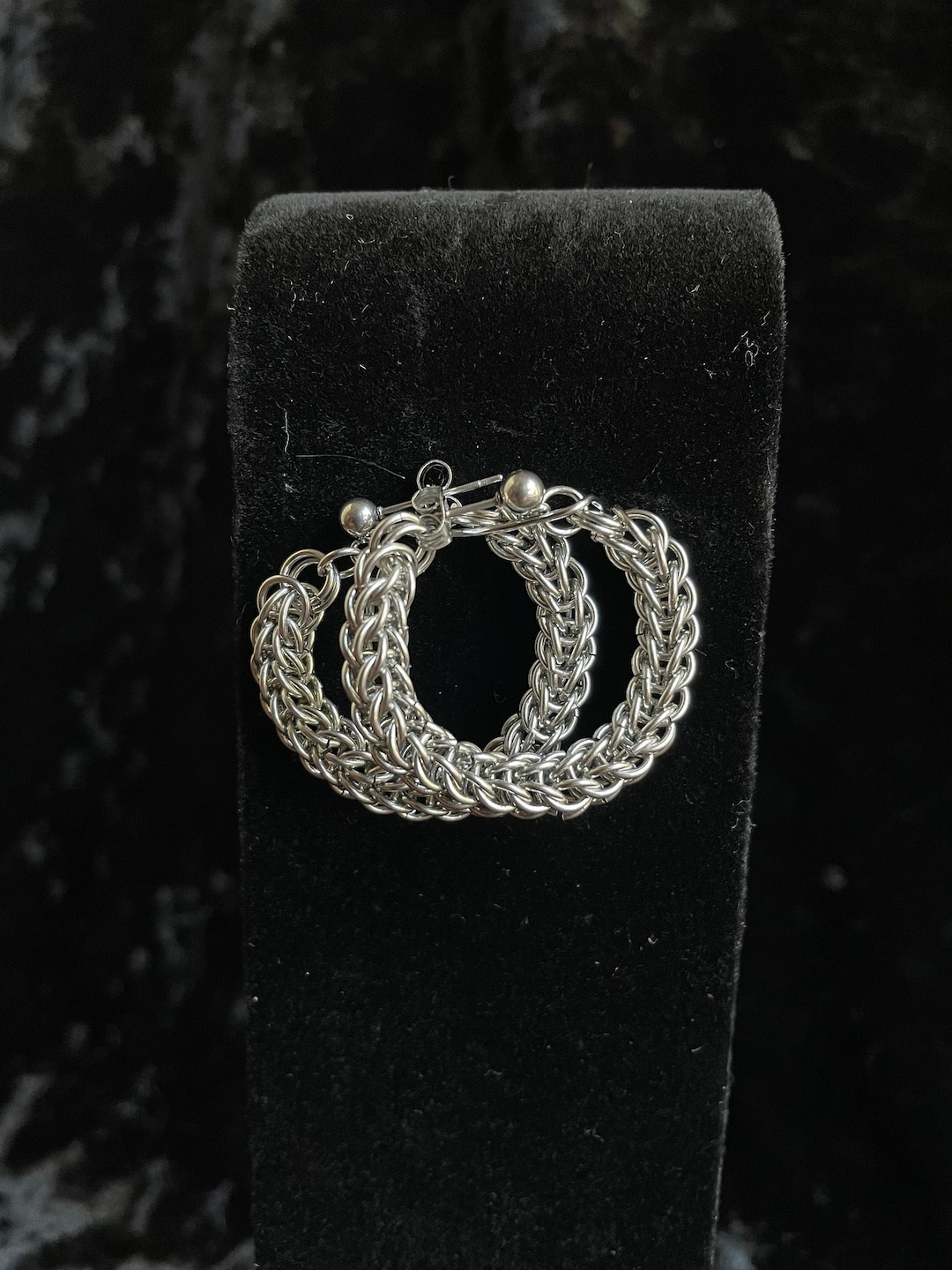 MIHR Stainless Steel Chunky Hoop Chainmail Earrings - Etsy