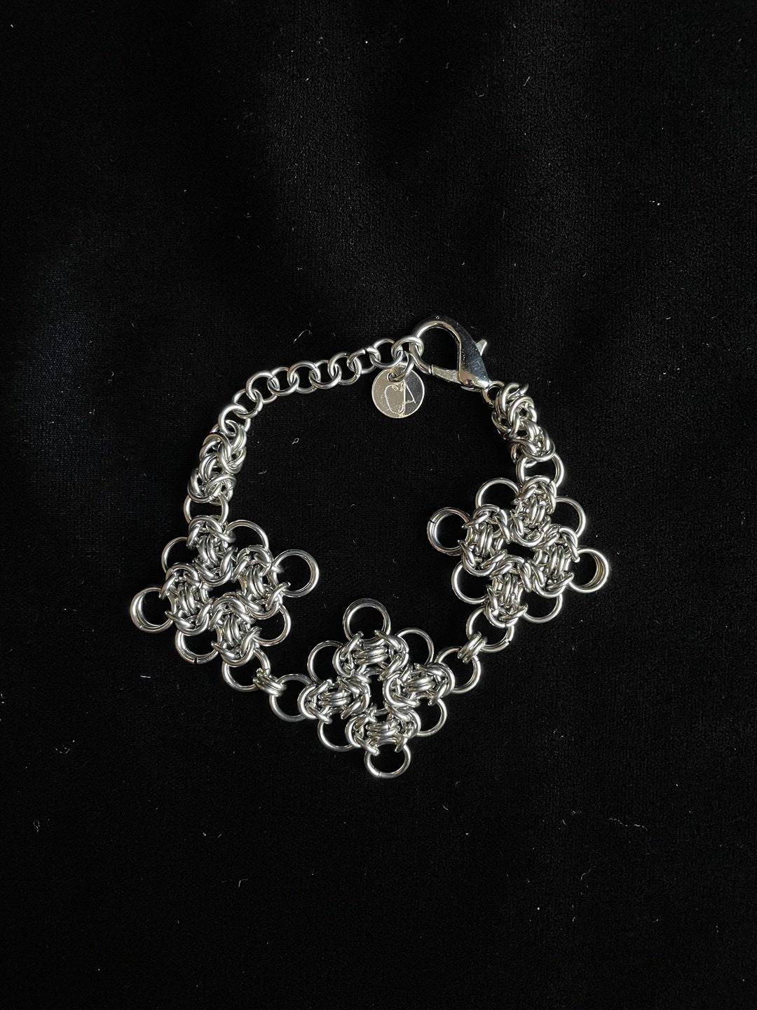 ANUBIS Stainless Steel Diamond Flower Chainmail Bracelet - Etsy