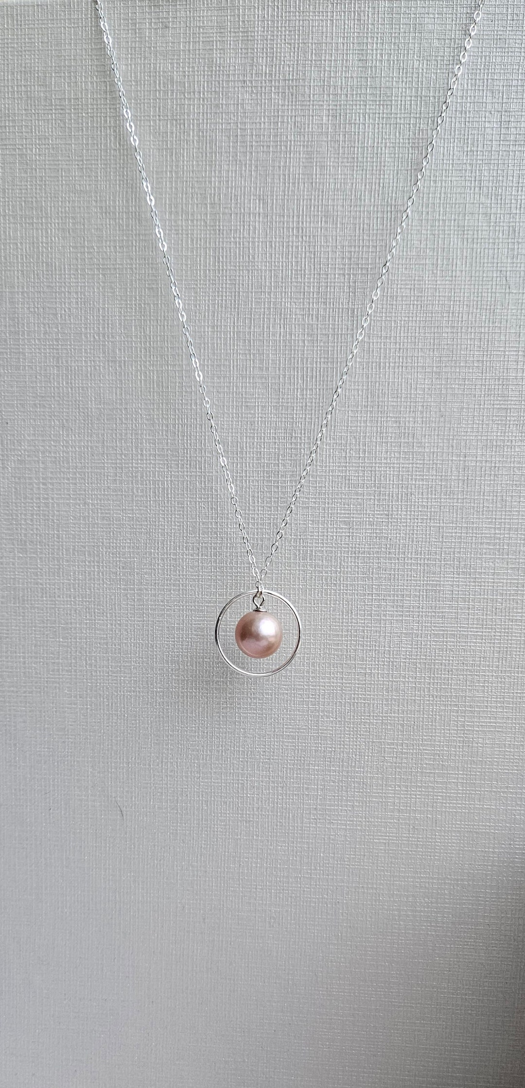 Freshwater Orbit Pink Pearl Necklace - S925 Sterling Silver Chain and ...