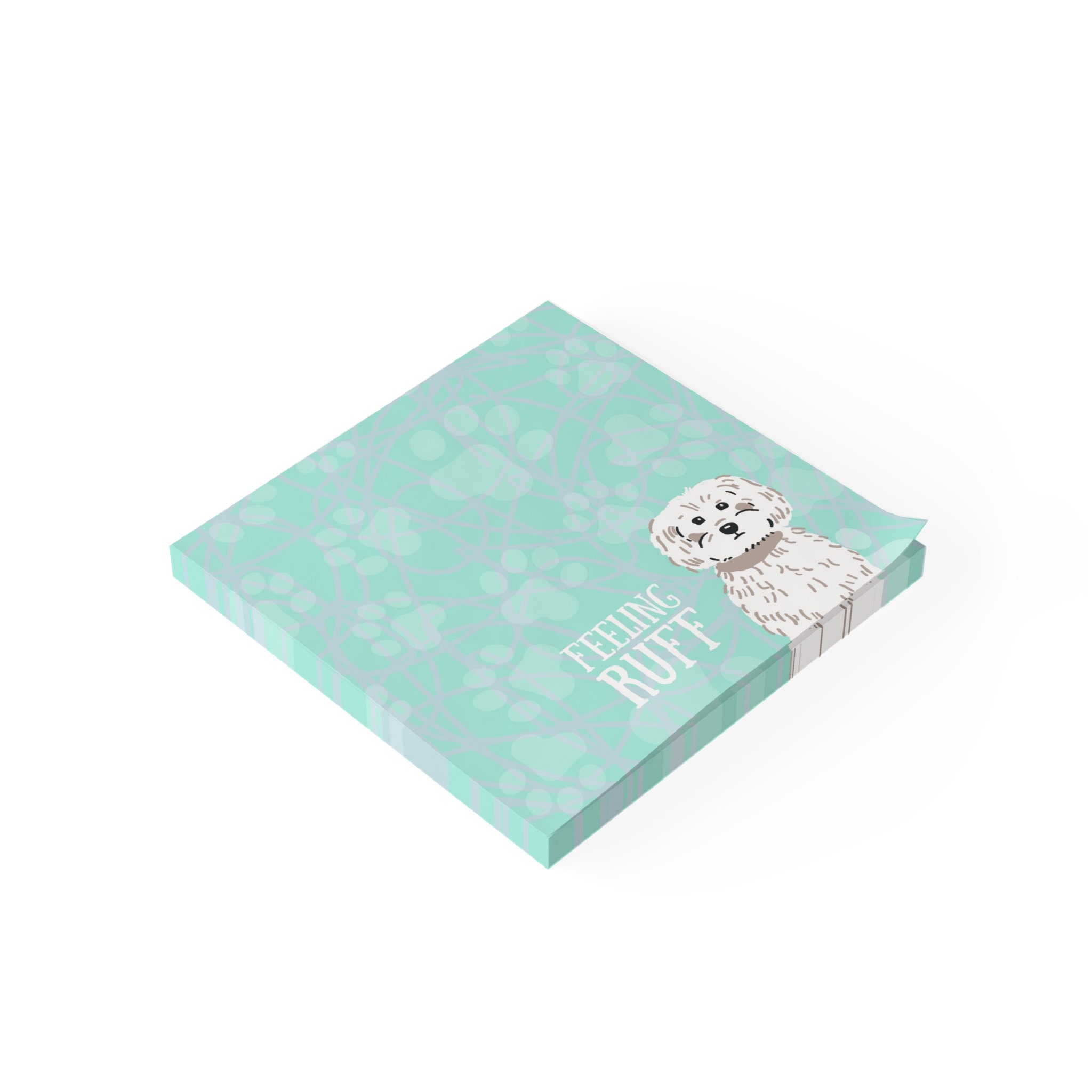 Feeling Ruff Dog Pun Post-it® Sticky Note Pad, Funny Cute White Dog ...