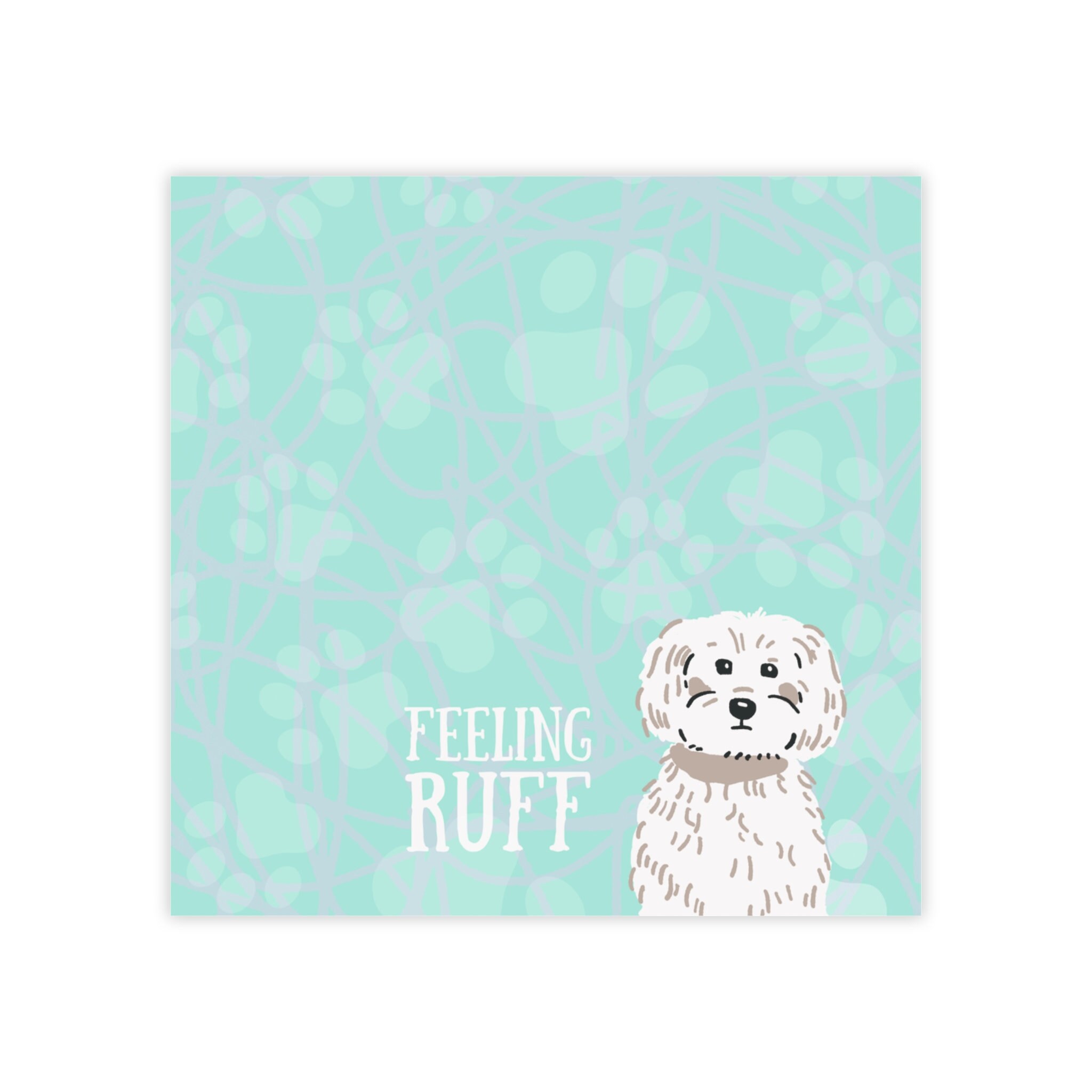 Feeling Ruff Dog Pun Post-it® Sticky Note Pad, Funny Cute White Dog ...