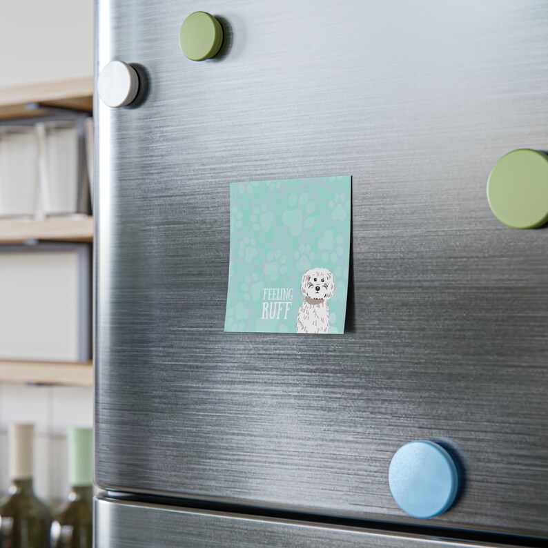 Feeling Ruff Dog Pun Post-it® Sticky Note Pad, Funny Cute White Dog ...