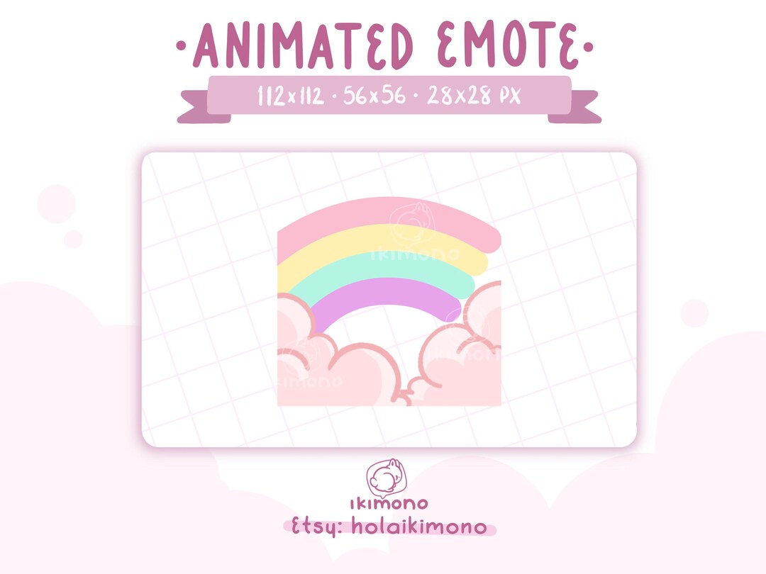 Cute Animated Rainbow Emote / Kawaii Rainbow and Pink Clouds Emote for ...