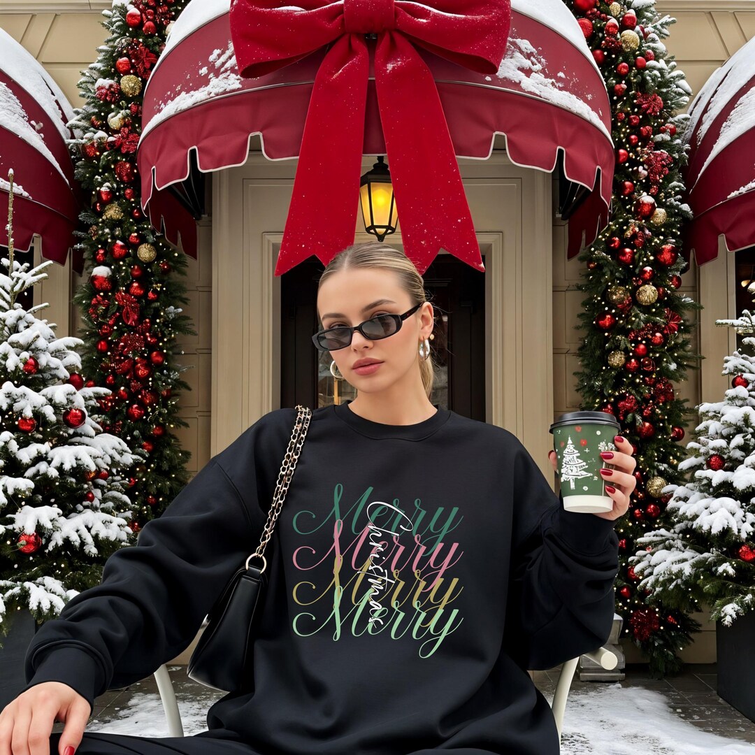 Merry Merry Merry Merry Christmas Sweatshirt Retro Pastel Christmas ...