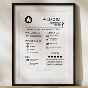 Editable Airbnb Welcome Sign Canva Template Guest Check-in Printable ...