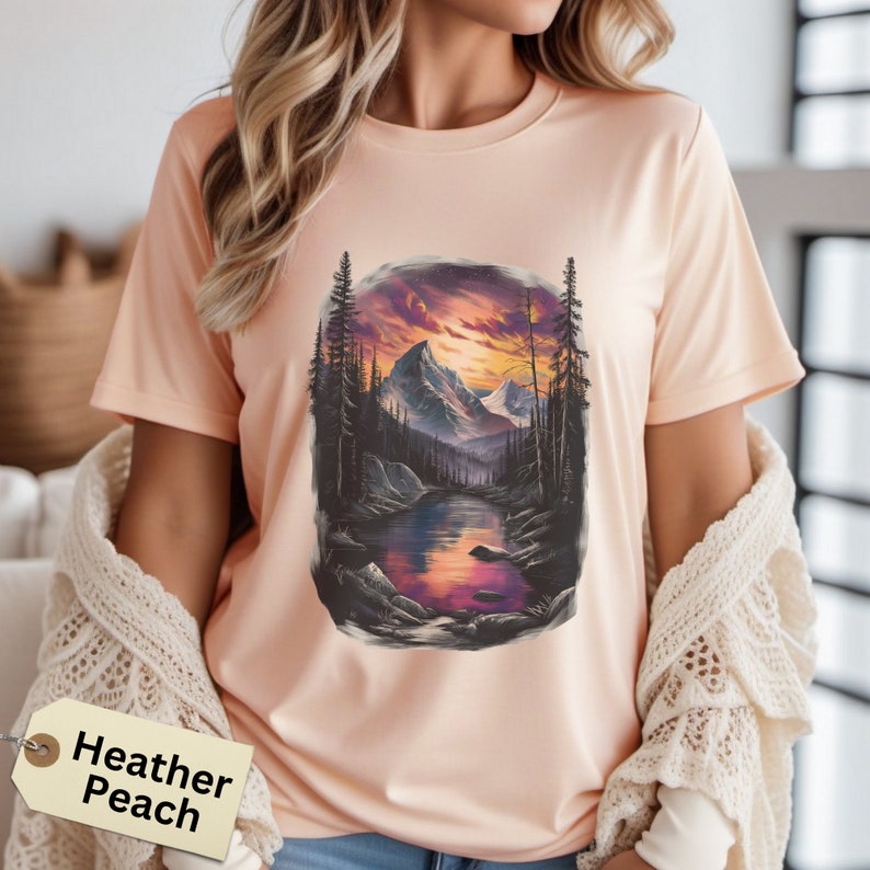 Lake Mountain Sunset Shirt, Lake Mountain Shirt, Mountain Sunset Shirt ...