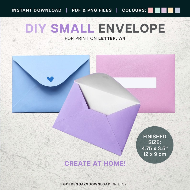 DIY Envelope Printable at Home Heart Design Easy to Make Small Envelope ...