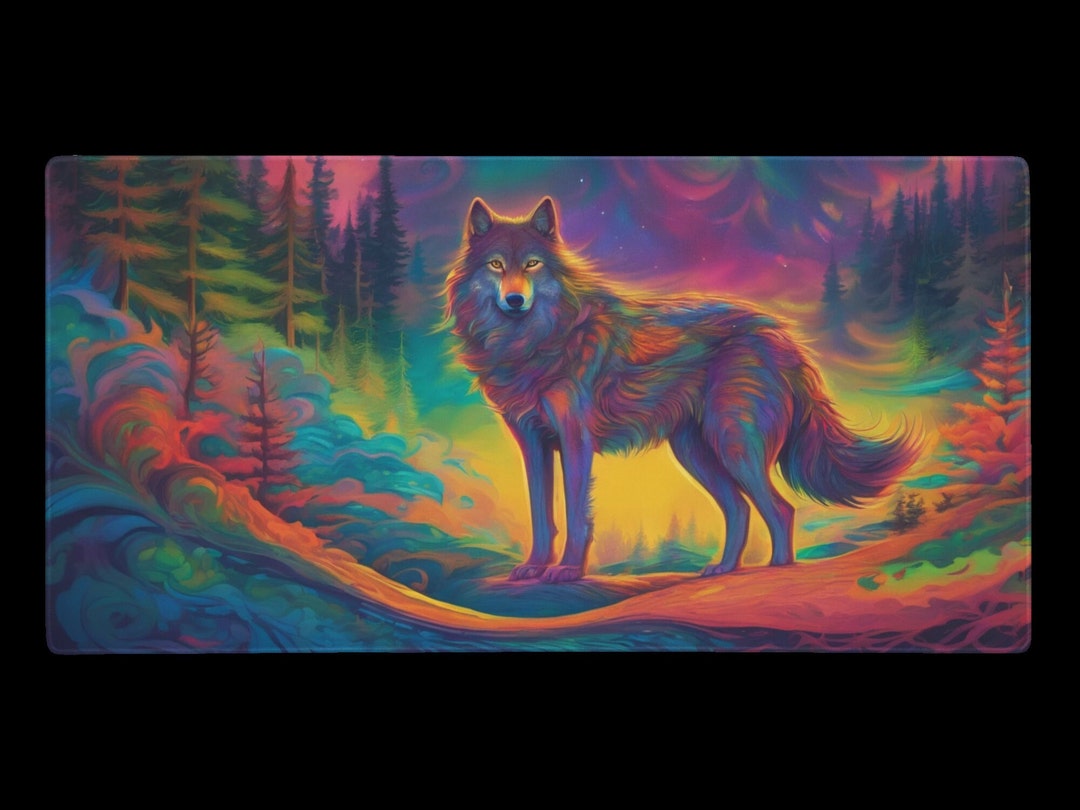 Large Mousepad, Mesmerizing Rainbow Desk Decor, Lone Wolf Gaming Mouse ...