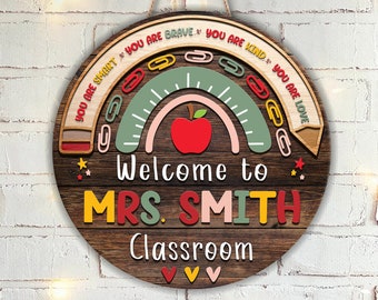 Personalized Teacher Name Sign, Classroom Door Hanger, First Grade ...