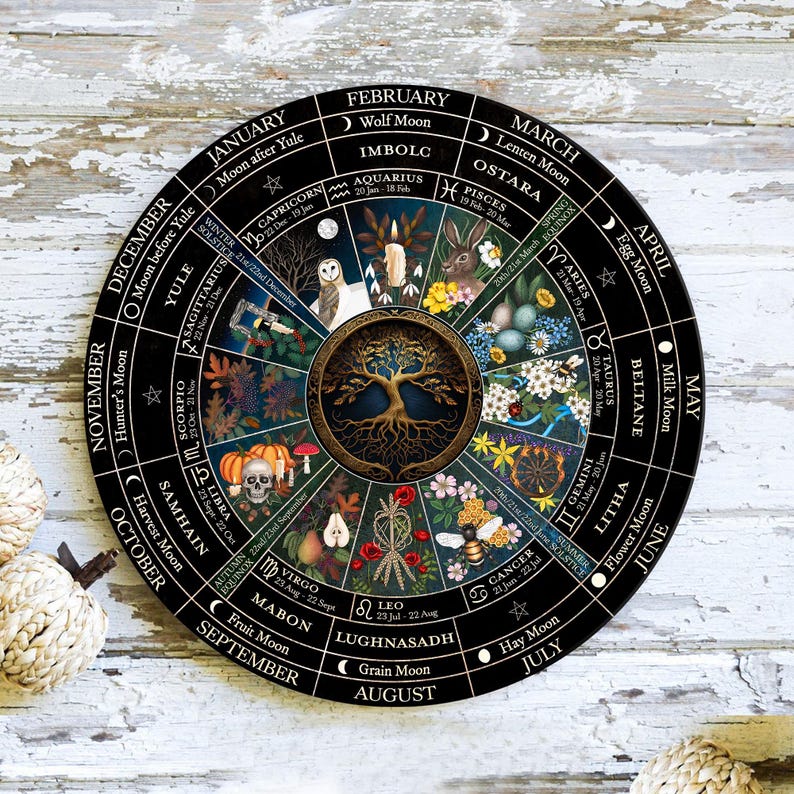 Wooden Wheel of the Year: Pagan Calendar, Wiccan Decor - Etsy