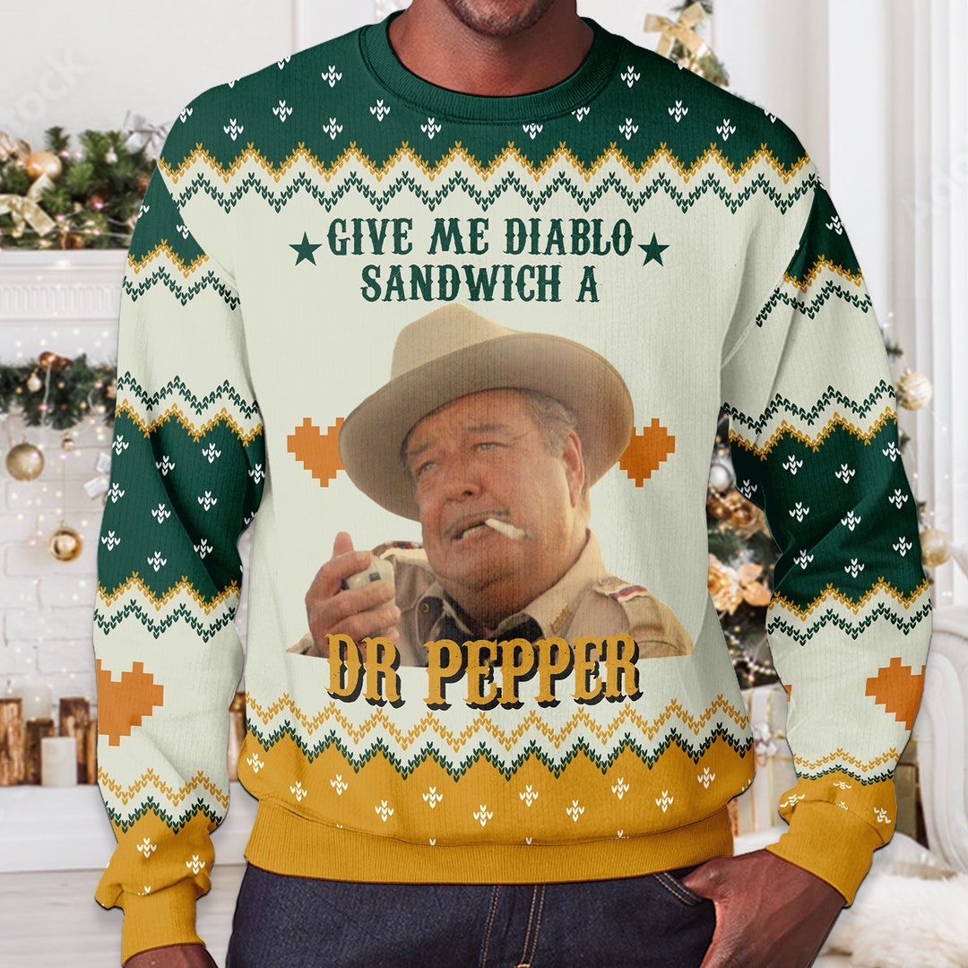 Buford T Justice Diablo Sandwich Ugly Christmas Sweater: Retro 80s ...