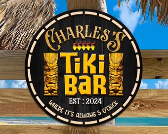 Personalized Tiki Bar Sign, Tiki Lounge Sign, Tiki Decorations, Bar ...