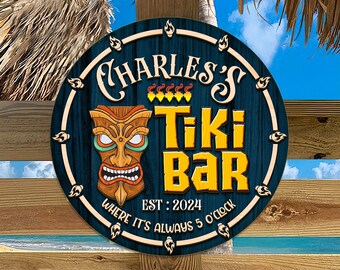 Personalized Tiki Bar Sign, Tiki Lounge Sign, Tiki Decorations, Bar ...