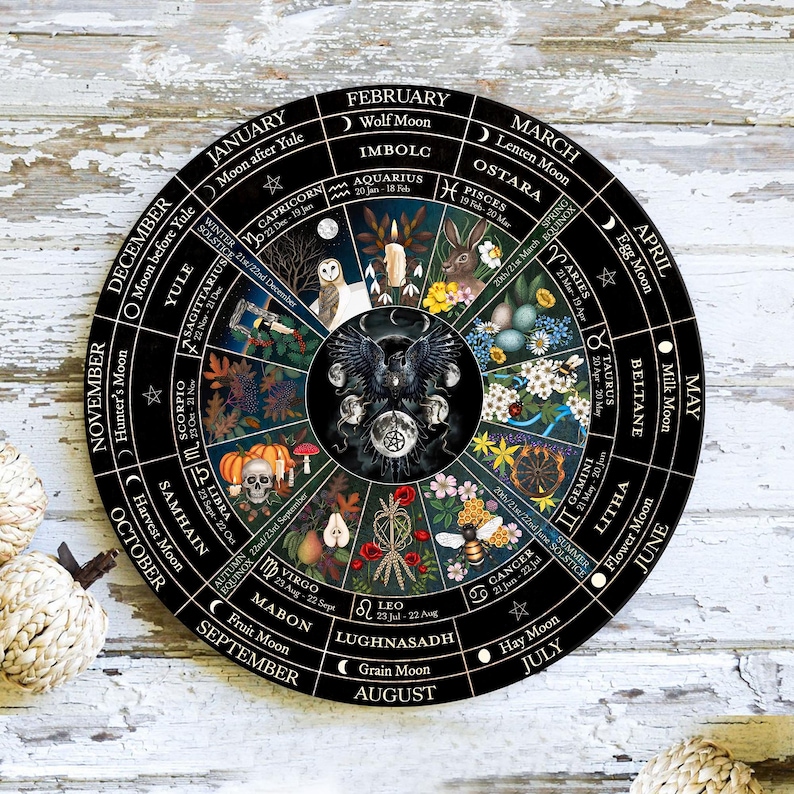 Wooden Wheel of the Year: Pagan Calendar, Wiccan Decor - Etsy