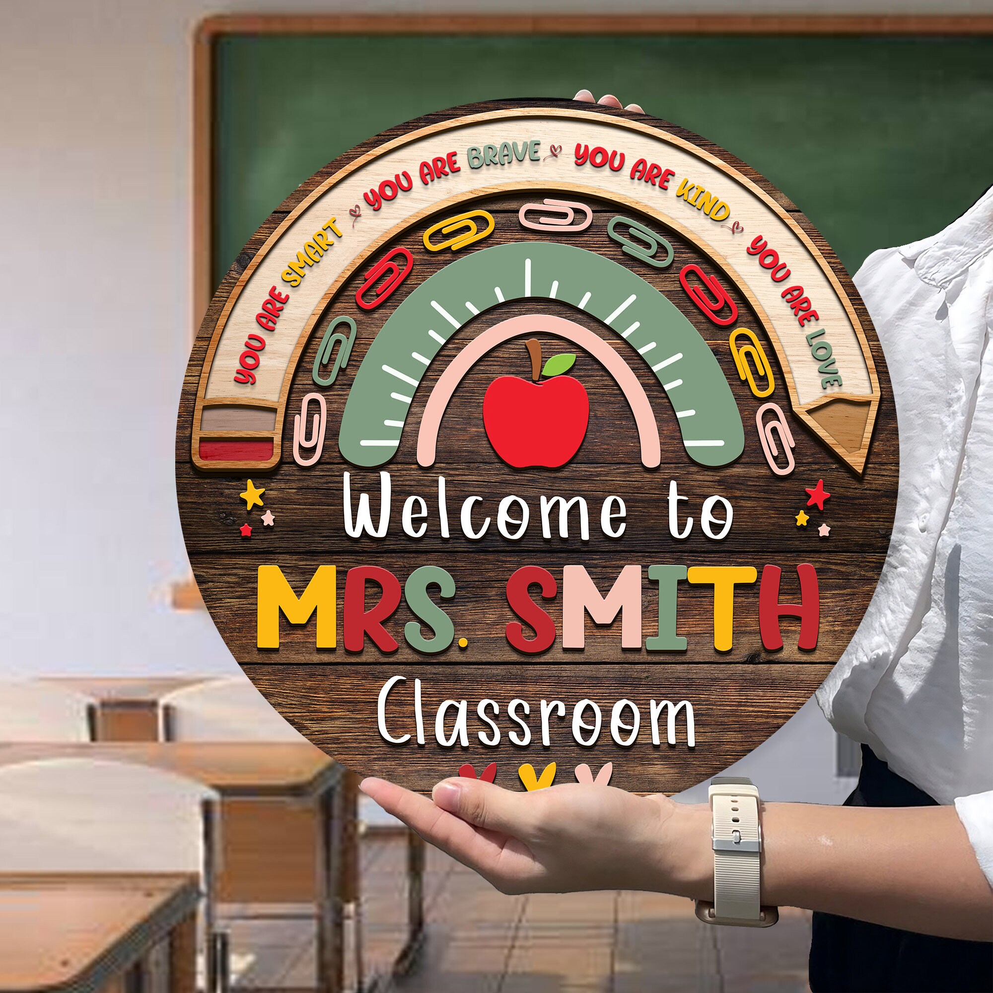 Personalized Teacher Name Sign, Classroom Door Hanger, First Grade ...