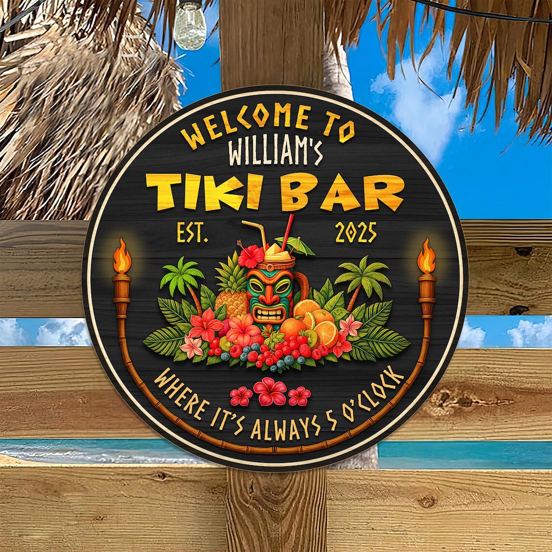 Personalized Tiki Bar Sign, Tiki Lounge Sign, Tiki Decorations, Bar ...