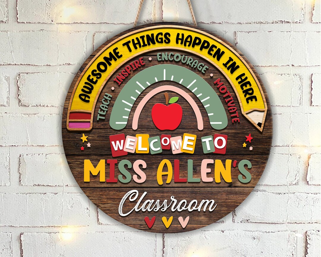 Personalized Teacher Name Sign, Classroom Door Hanger, First Grade ...