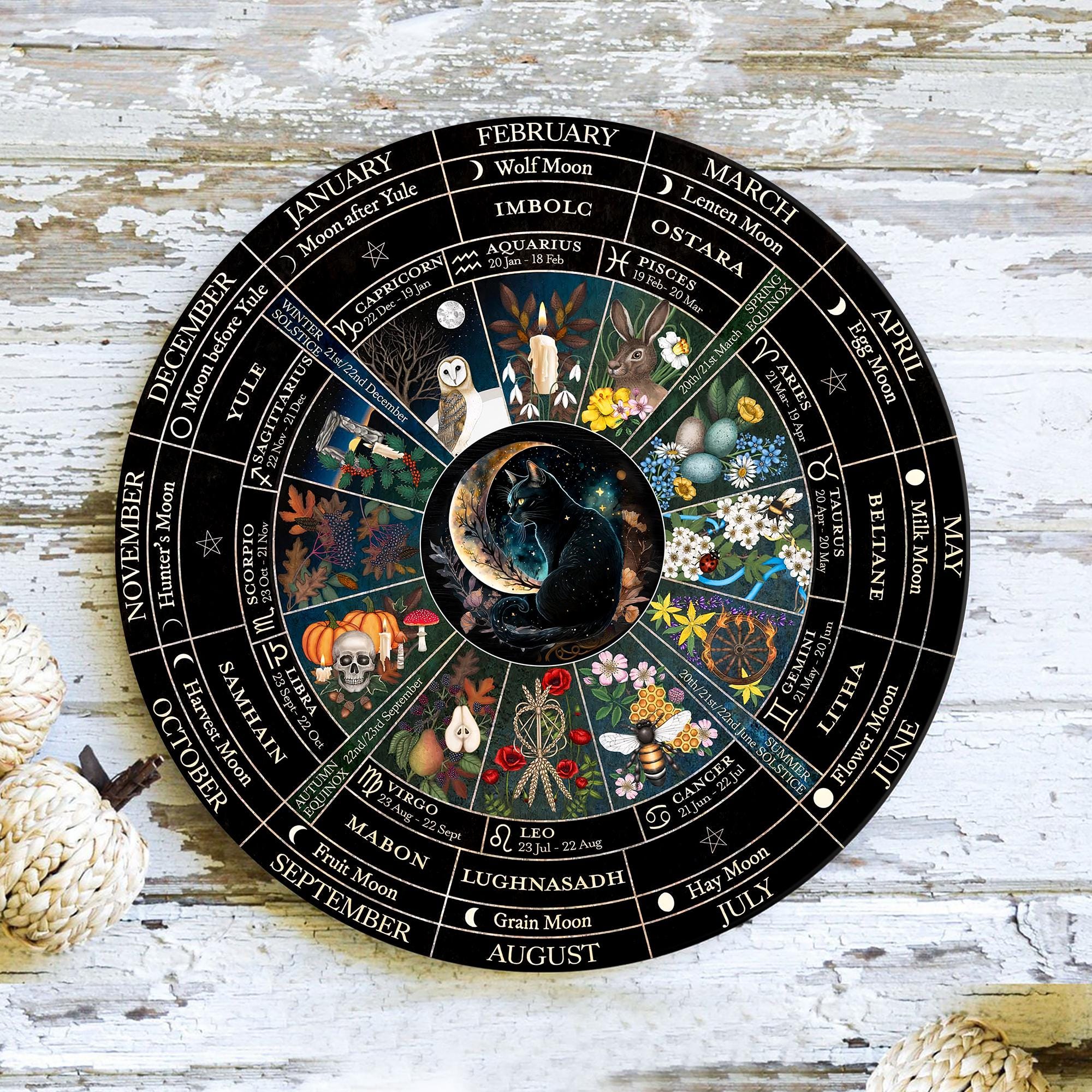 Wooden Wheel of the Year: Pagan Calendar, Wiccan Decor - Etsy