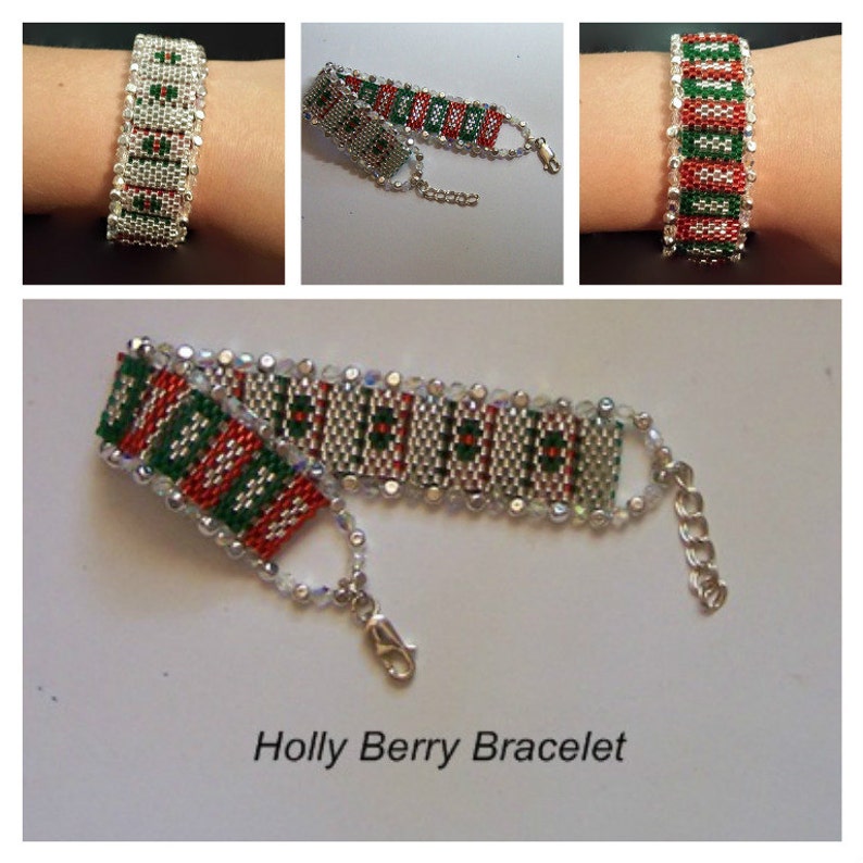 Tutorial, Reversible Holly Berry Pillow Bead Bracelet, Peyote Stitch ...