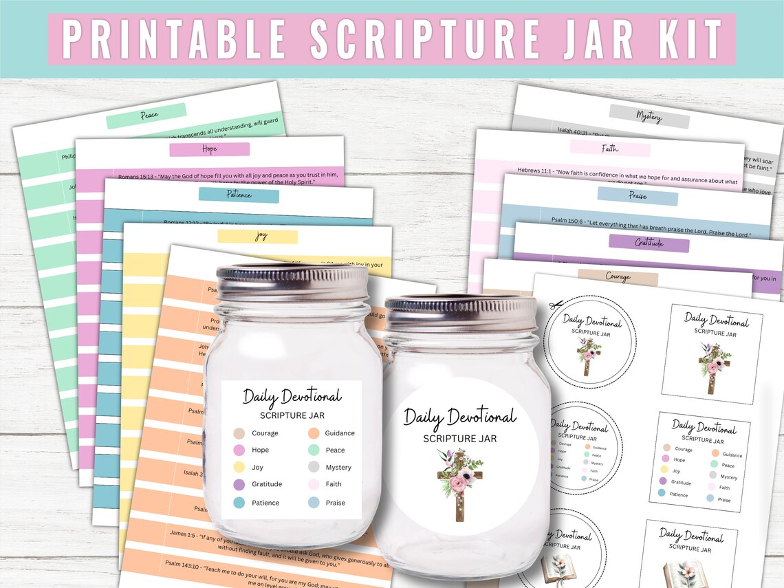 Scripture Jar Printable, Printable Scripture Jar, Prayer Jar, Scripture ...