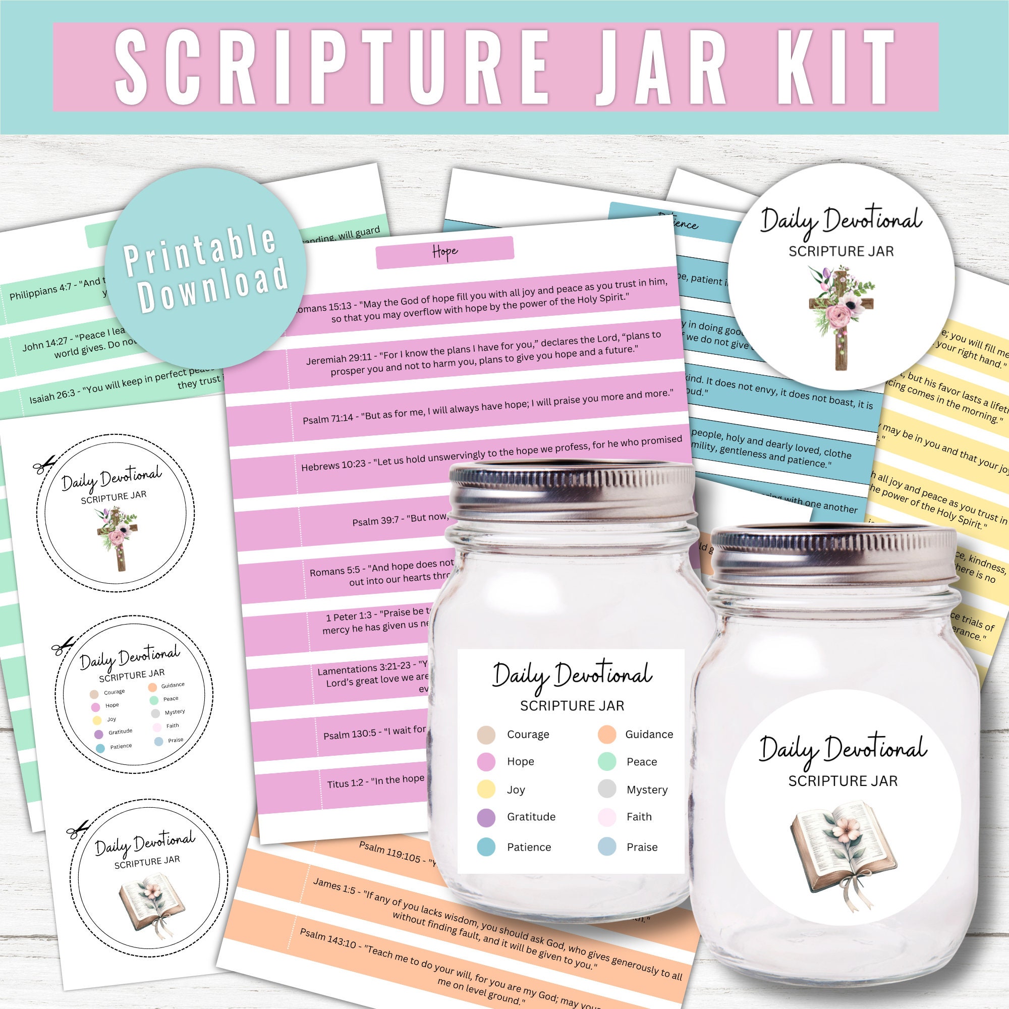 Scripture Jar Printable, Printable Scripture Jar, Prayer Jar, Scripture ...