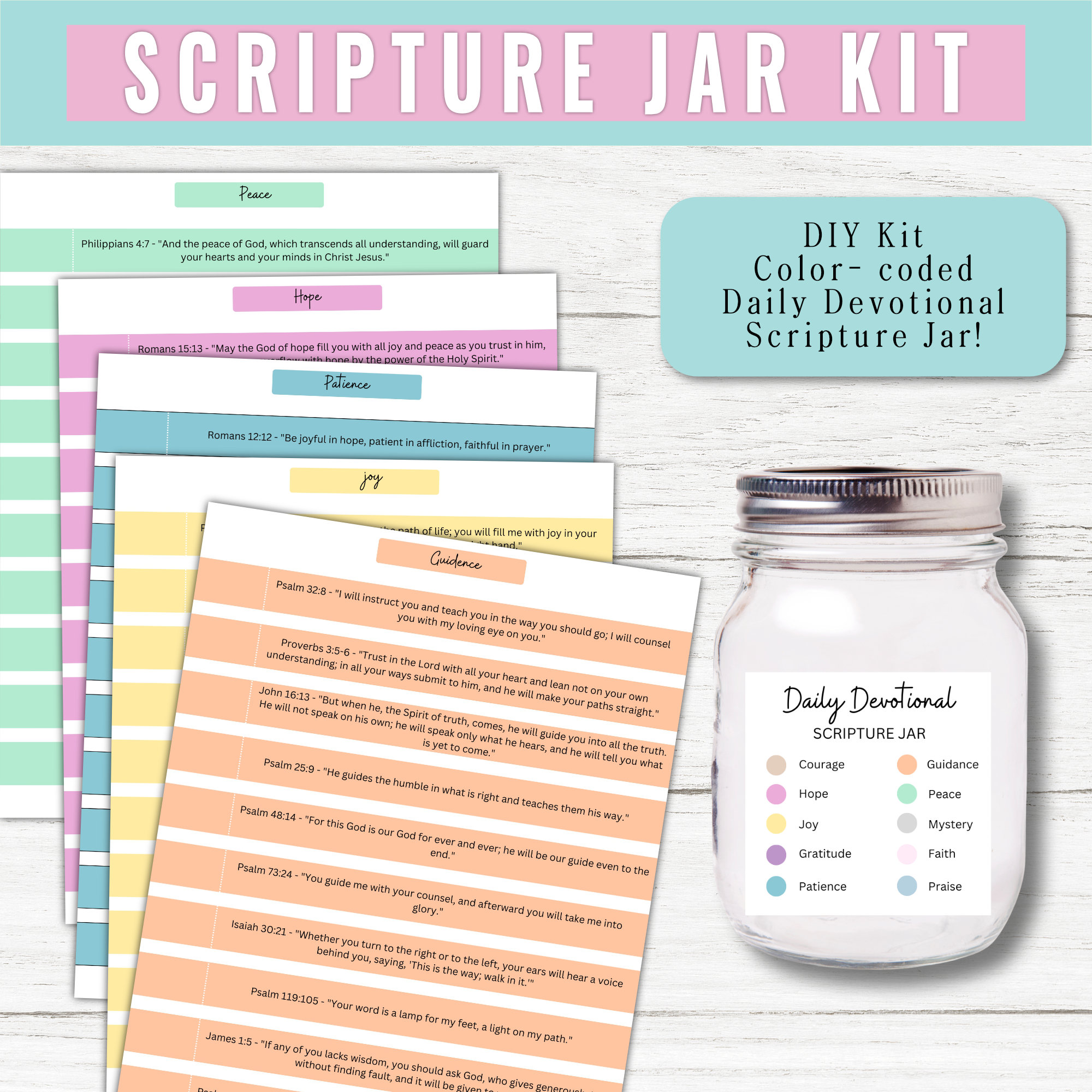 Scripture Jar Printable, Printable Scripture Jar, Prayer Jar, Scripture ...