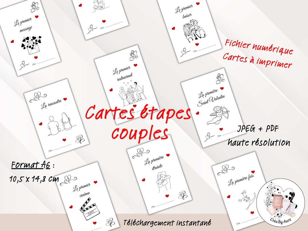 Couple Milestone Cards - First Times - Love Milestones - Printable PDF ...