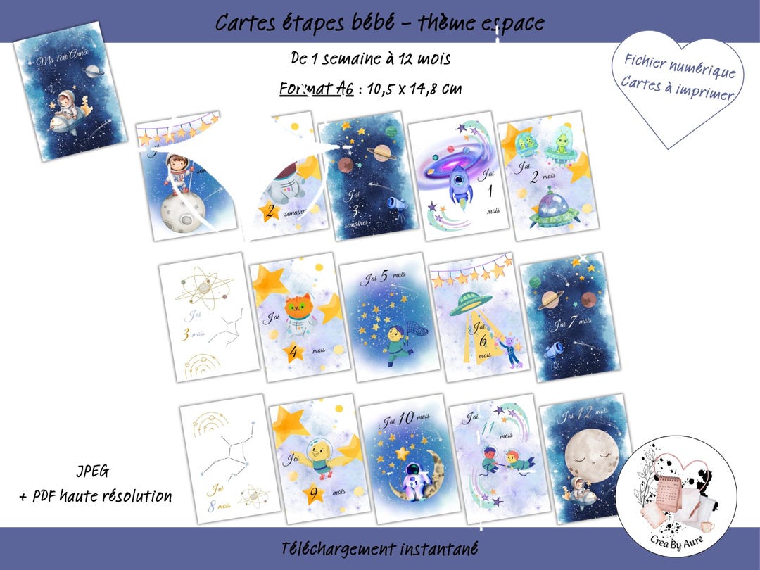 Space-themed Baby Milestone Cards | Printable Milestone Cards | Baby ...
