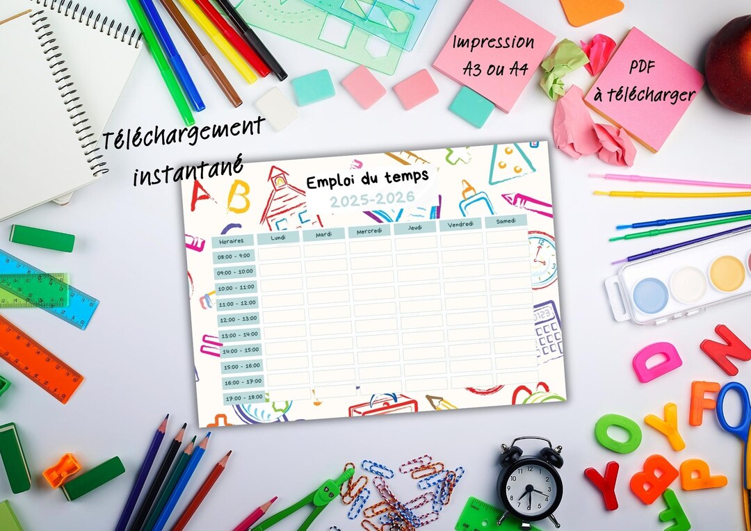 Printable Fun-themed School Timetable | Colorful Weekly Planner for ...