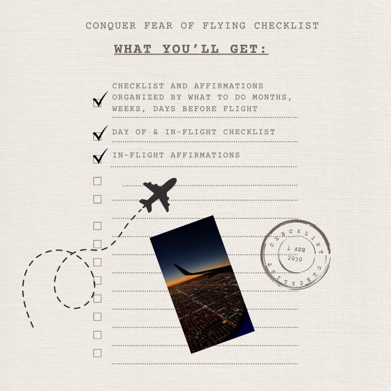 Conquer Fear of Flying Checklist, Positive Thoughts – Aesthetic ...