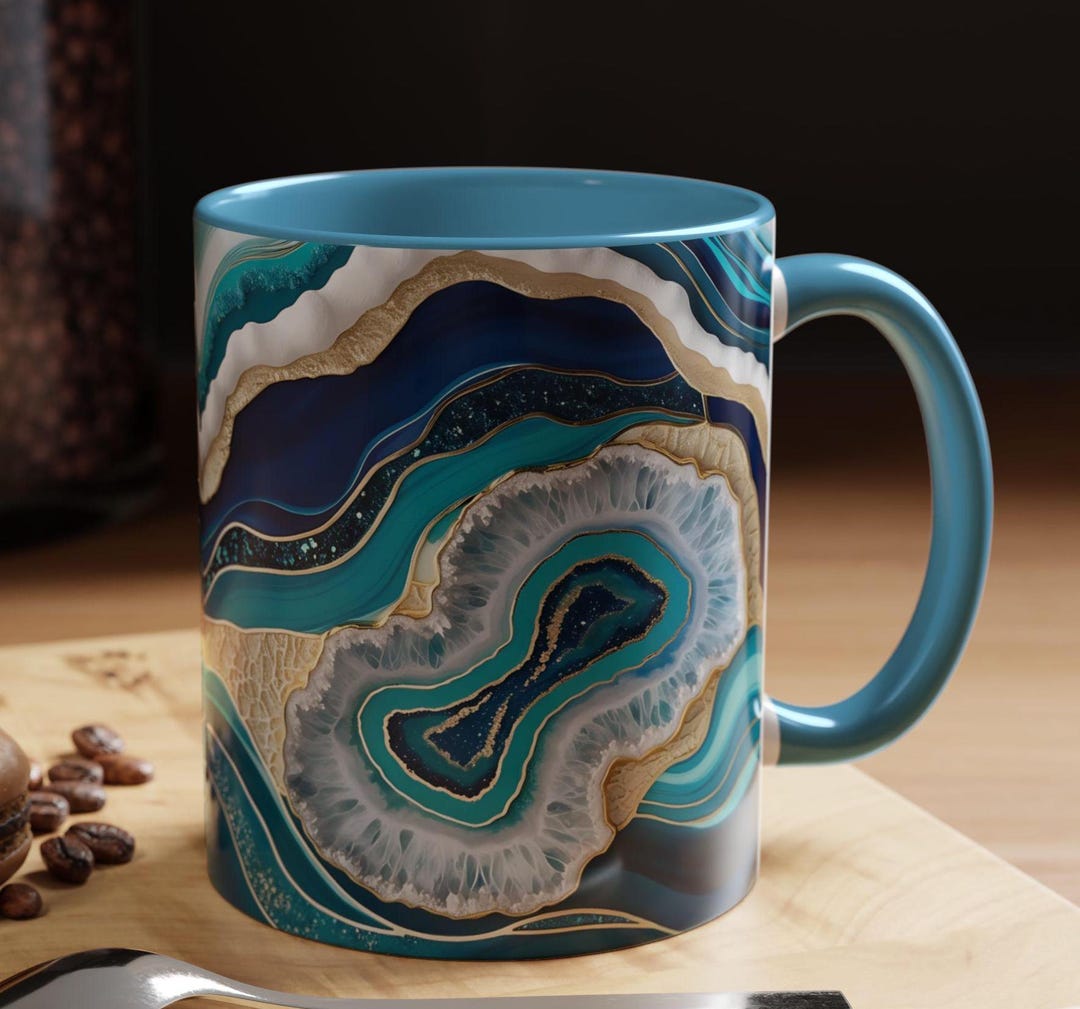 Ocean-inspired Coffee Mug, Geode Art Decoration, Ocean Lovers Gift ...