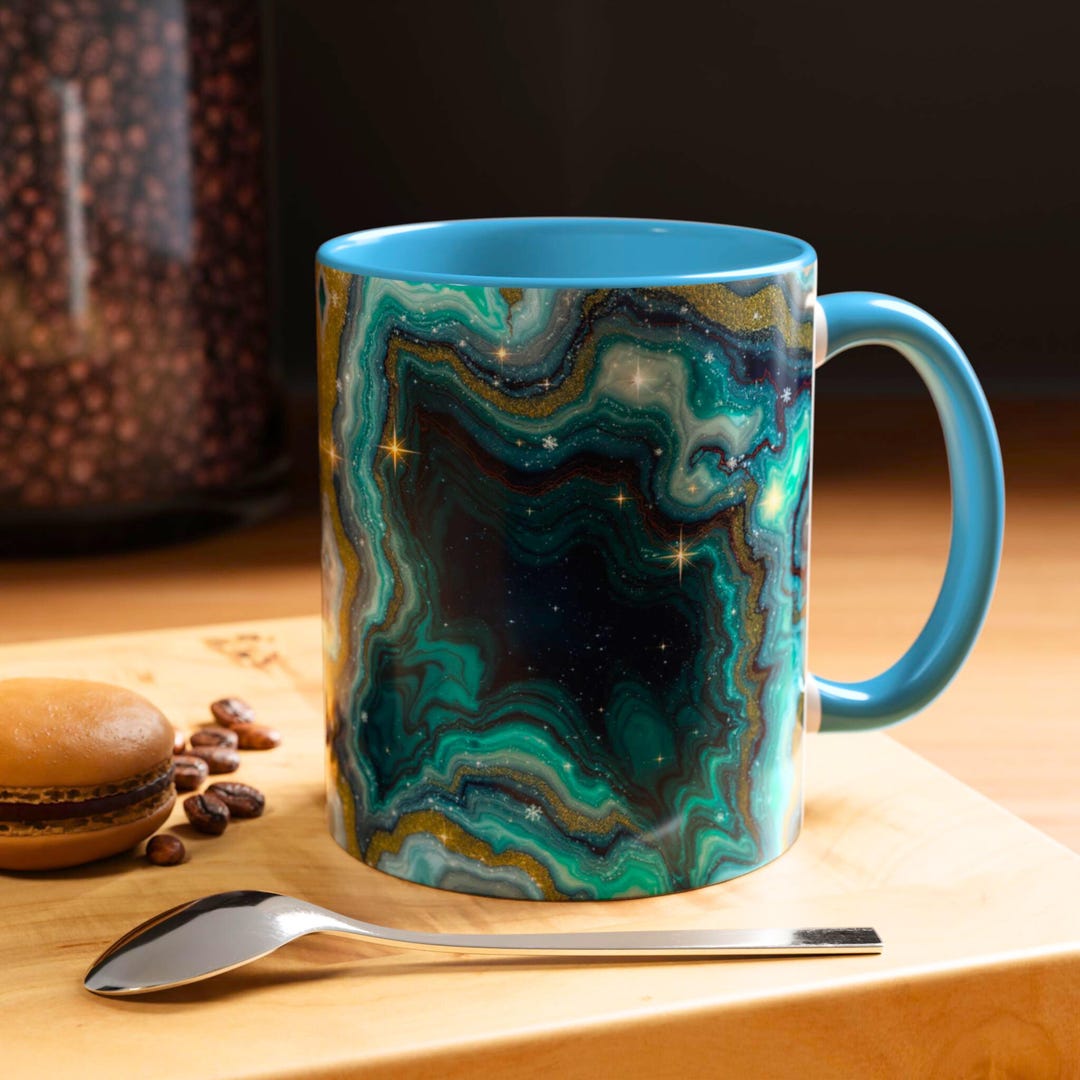 Ocean-inspired Christmas Mug, Geode Art Decoration, Ocean Lovers Gift ...