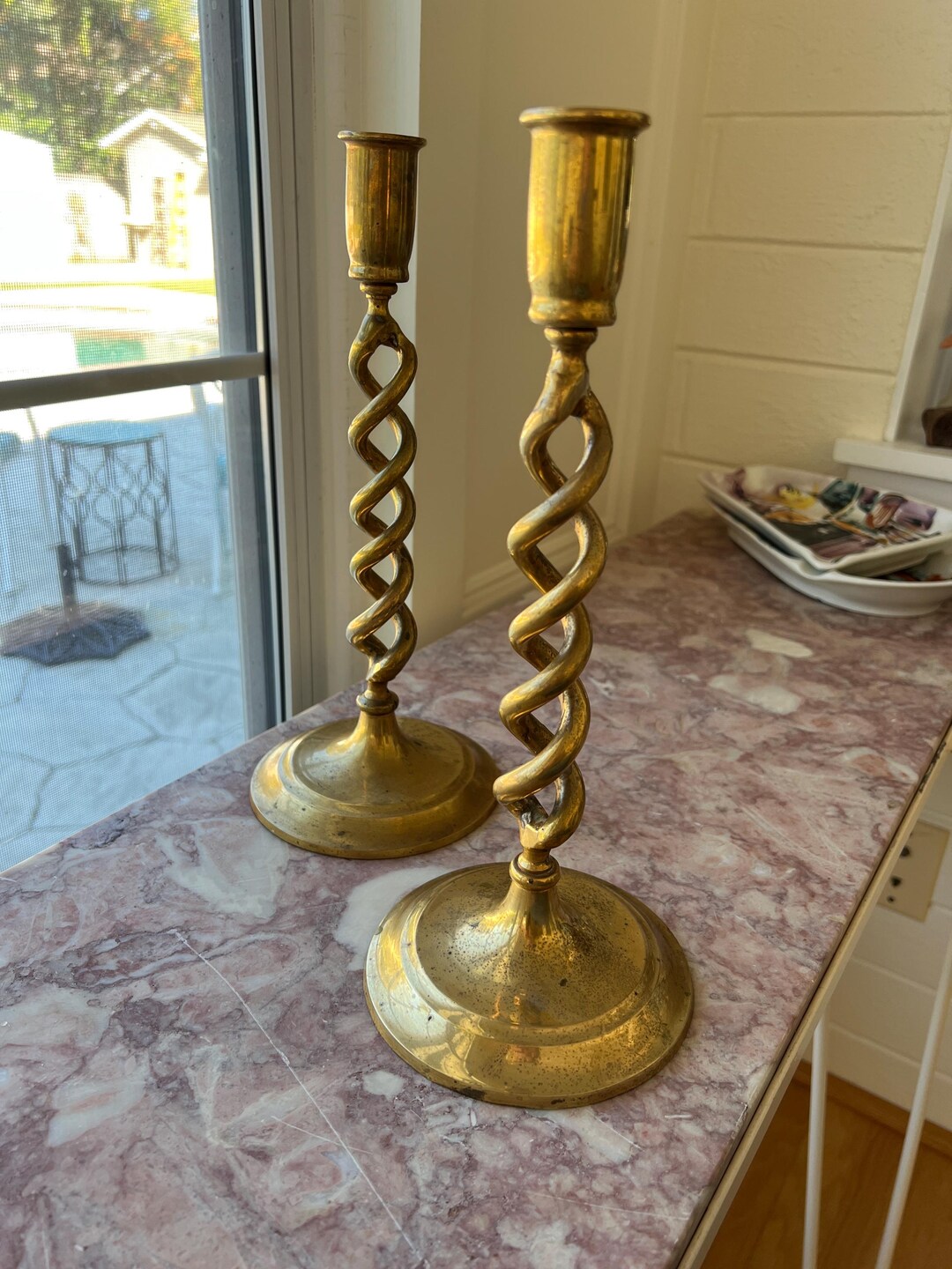 Antique French Brass Barley Twist Candle Sticks (pair) - Etsy