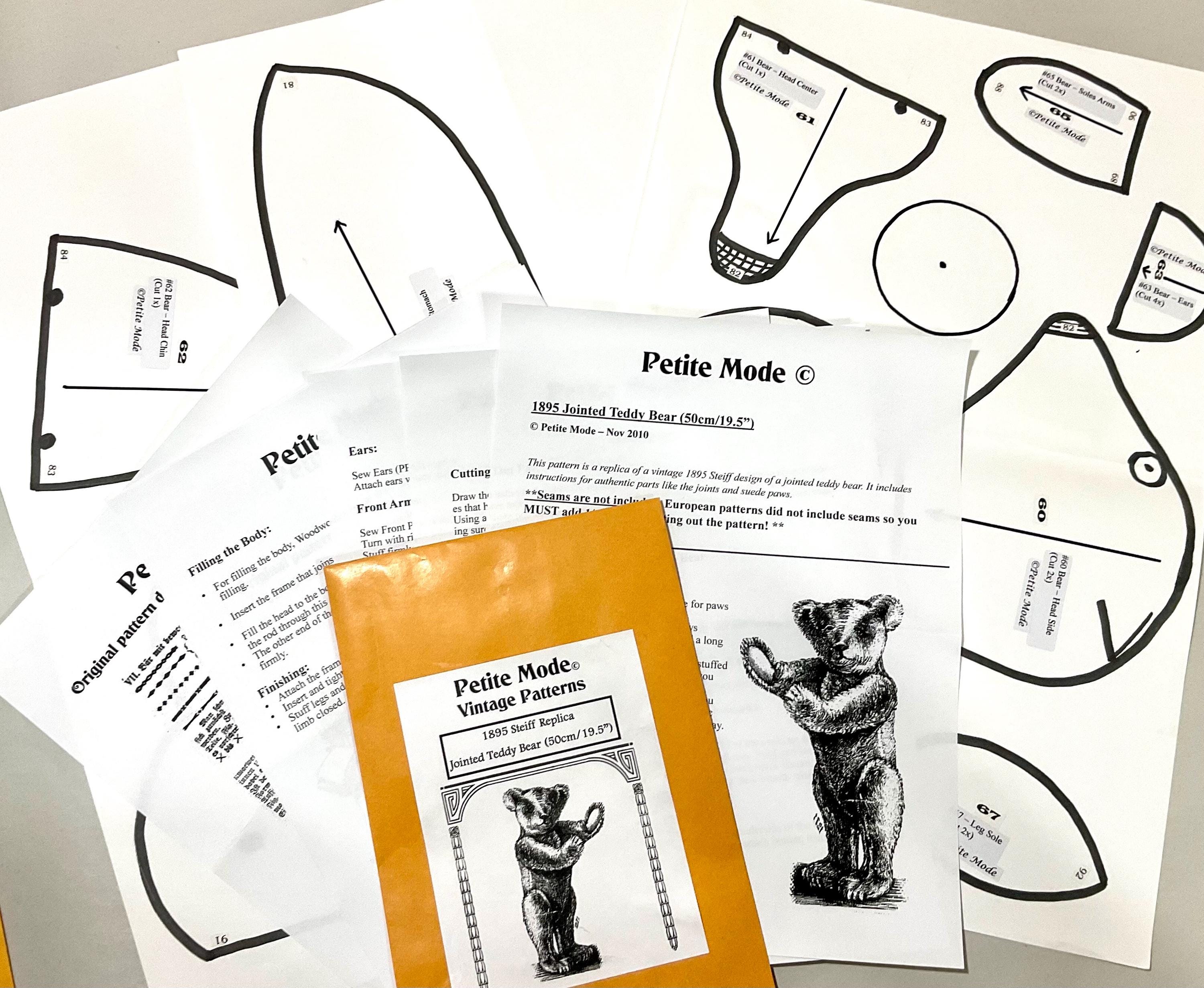 1895 Jointed Teddy Bear Sewing Pattern (50 Cm / 19.5”) – Steiff Replica ...