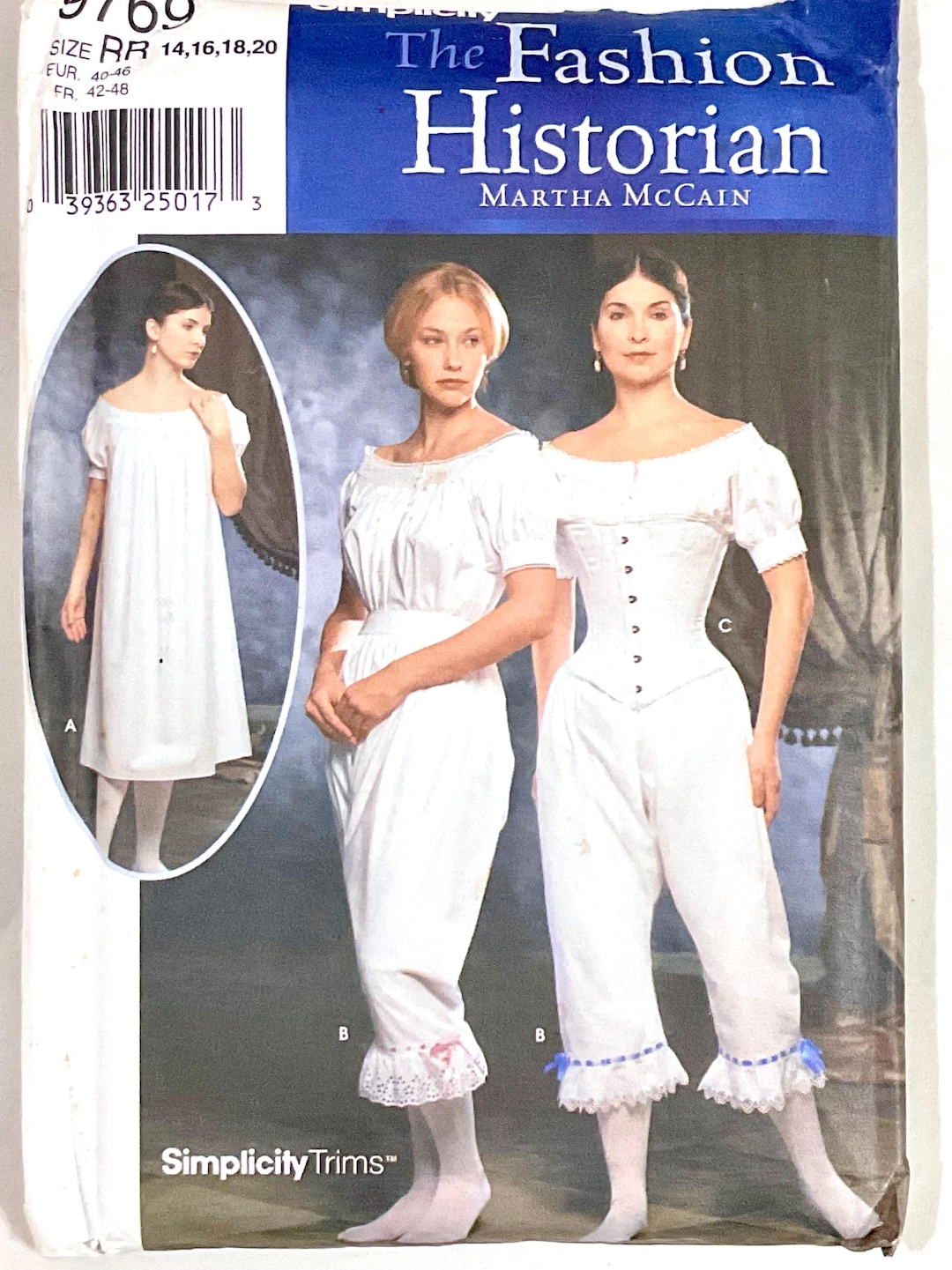 Simplicity Fashion Historian Pattern 9769 Civil War Undergarments Size ...