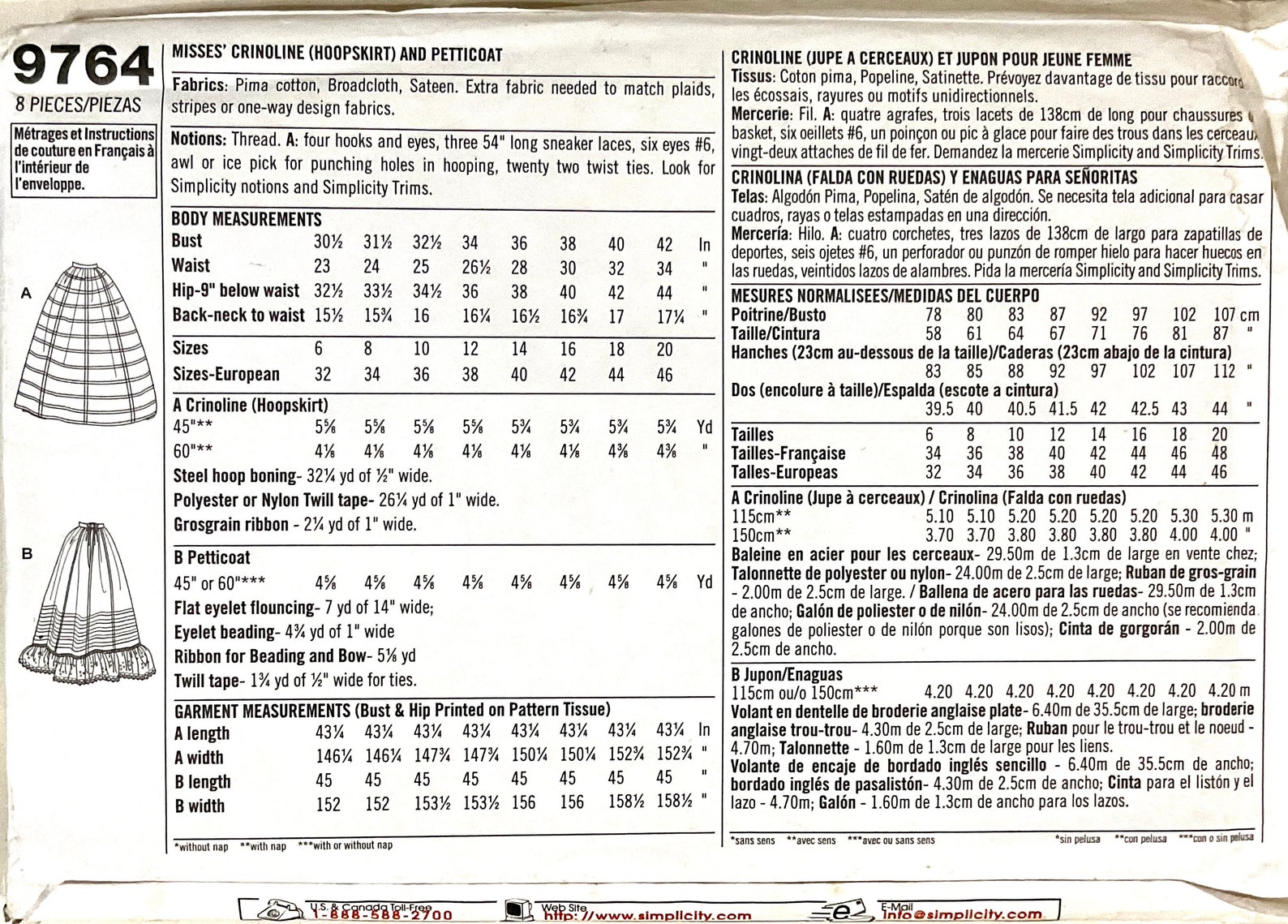 Simplicity Fashion Historian Pattern 9764 Hoop Skirt Size 6-12 - Etsy