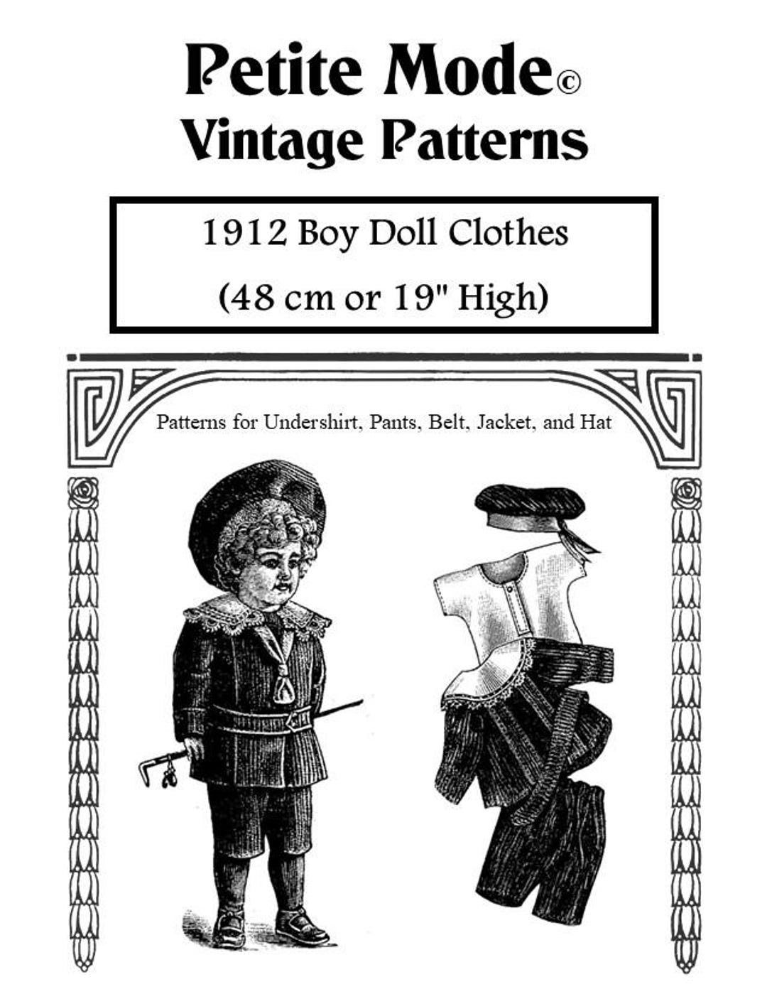 1912 Boy Character Doll Outfit Sewing Pattern (48 Cm / 19”) - Etsy