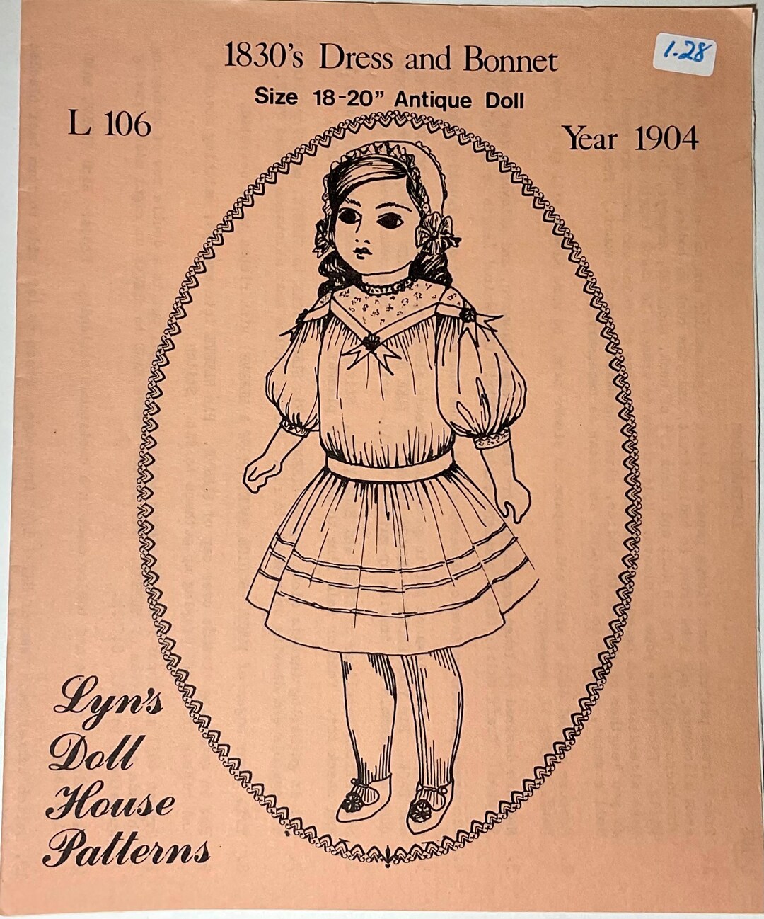 Lyn’s Doll House Patterns - 1830’s Dress and Bonnet (1904) - Size 18-20 ...