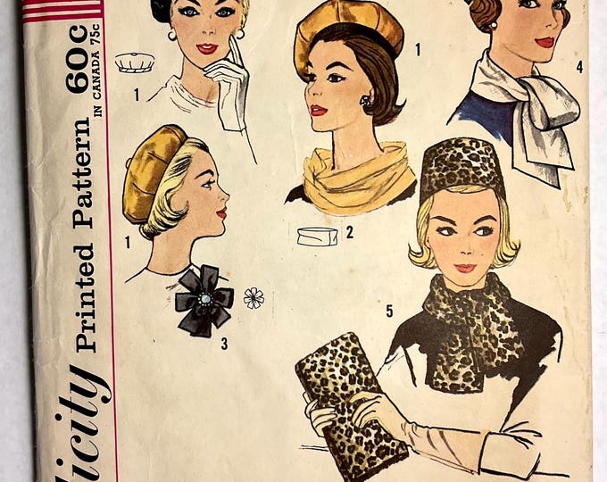 1961 Simplicity 4178 – Pillbox Hat, Reversible Beret, Scarves, Bag ...