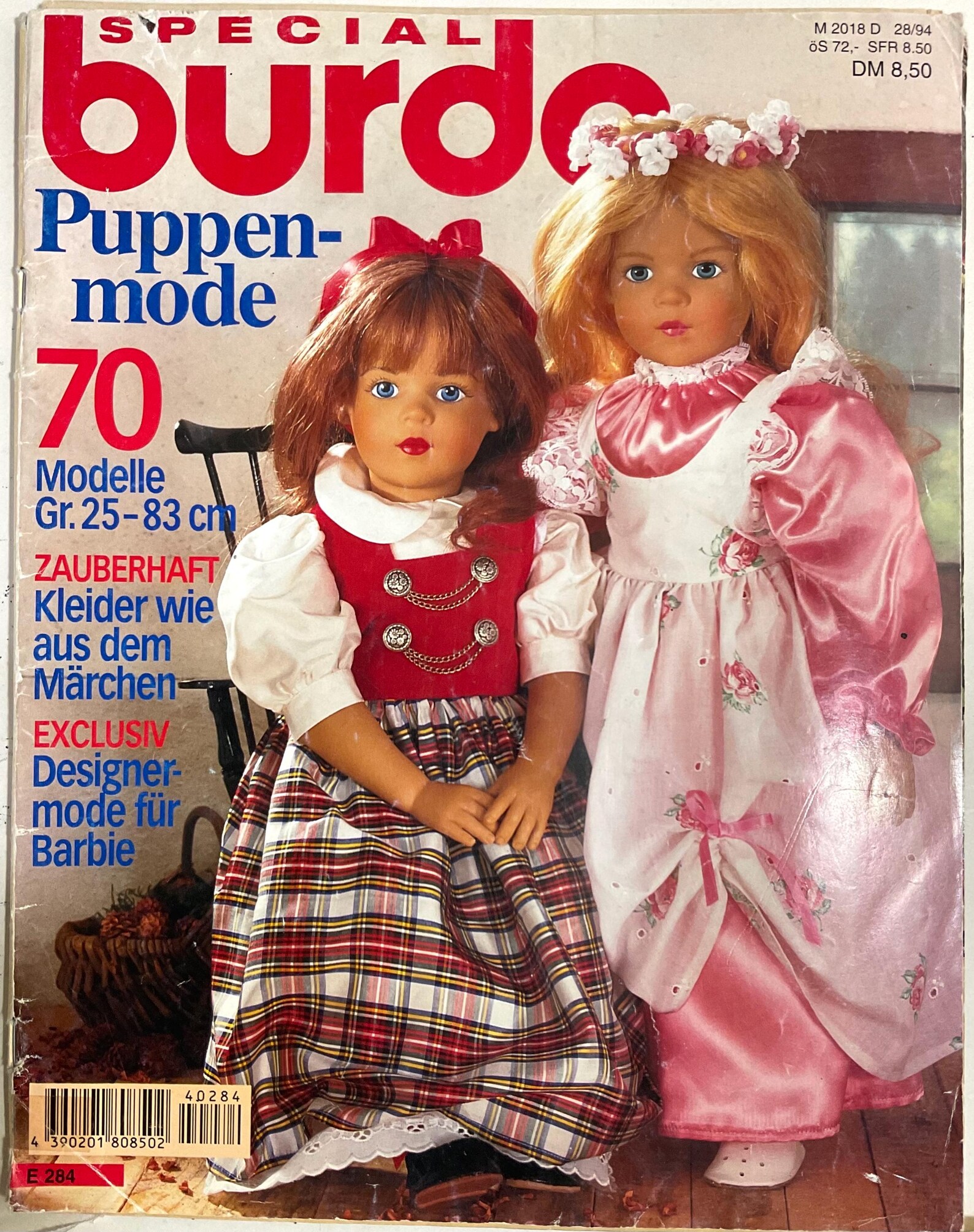1994 Burda Special Doll Clothes Pattern Book 70 Designs for Dolls sizes ...