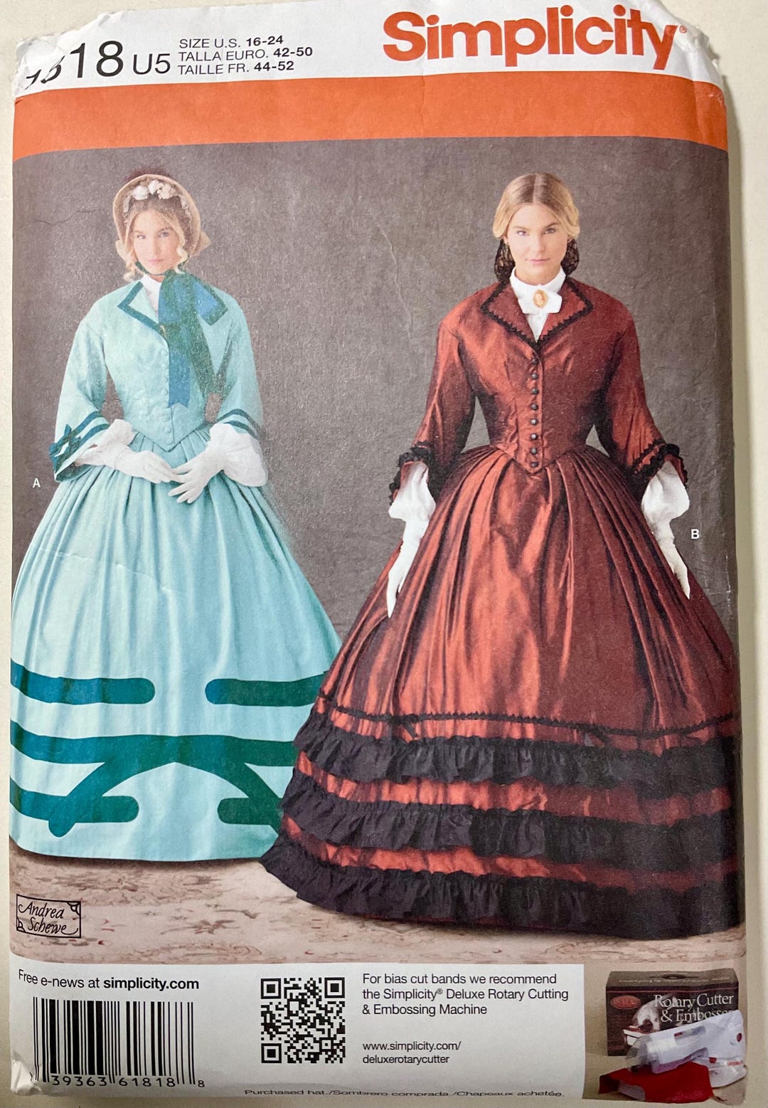 Simplicity 1818 Historical Costume Pattern Size 16-24 - Etsy