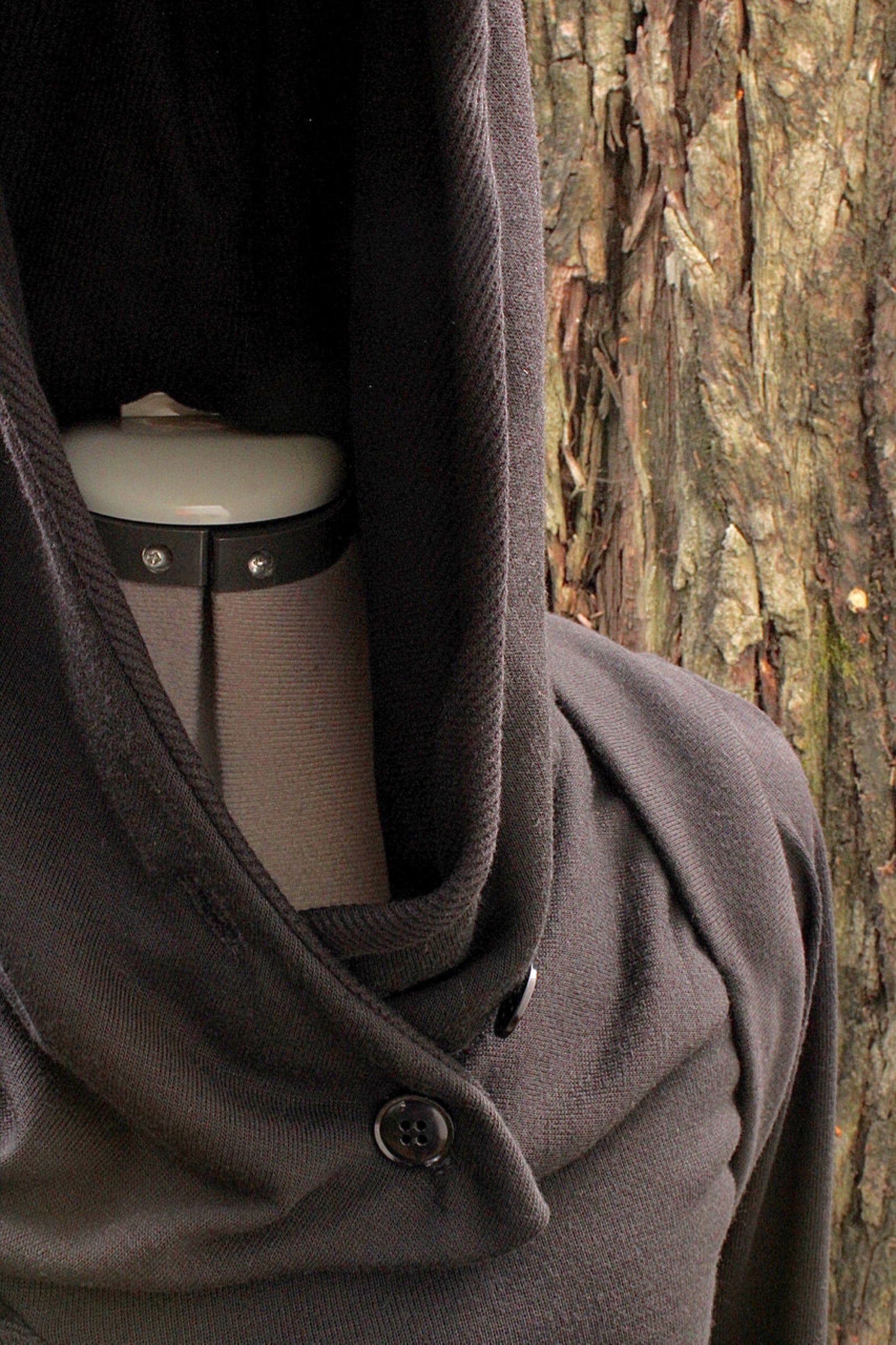 Black Cowl Neck Sweater: Thumbhole Cuffs, Elbow Patches, Hacci Knit - Etsy
