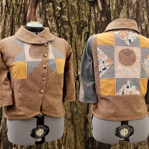The Sun is a Star Coat. Linen & Cotton Cropped Jacket With Quilt-square ...