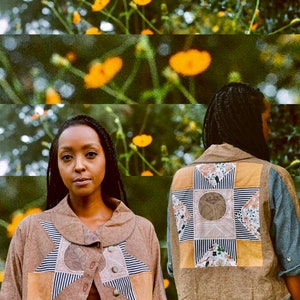 The Sun is a Star Coat. Linen & Cotton Cropped Jacket With Quilt-square ...